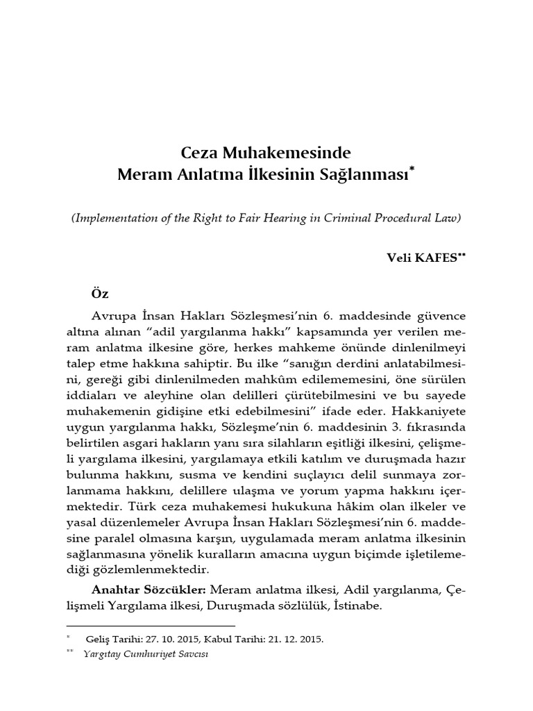 Ceza Muhakemesinde Meram Anlatma Lkesinin Sa Lanmas (#332462) - 331448 | PDF