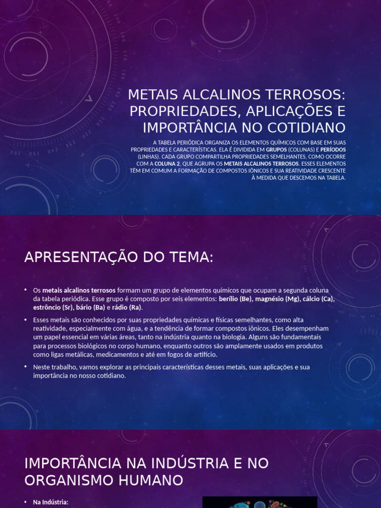 Importância dos Metais Alcalinos Terrosos | PDF | Cálcio | Metais