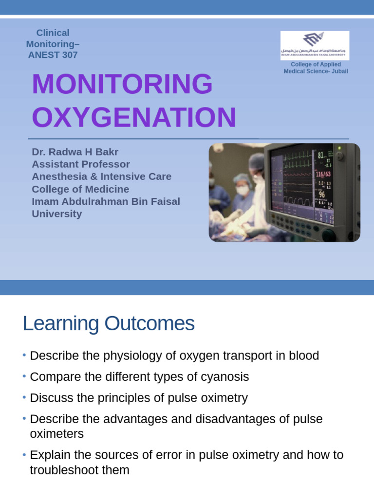 Oxygenation Monitoring in Anesthesia | PDF | Hemoglobin | Blood