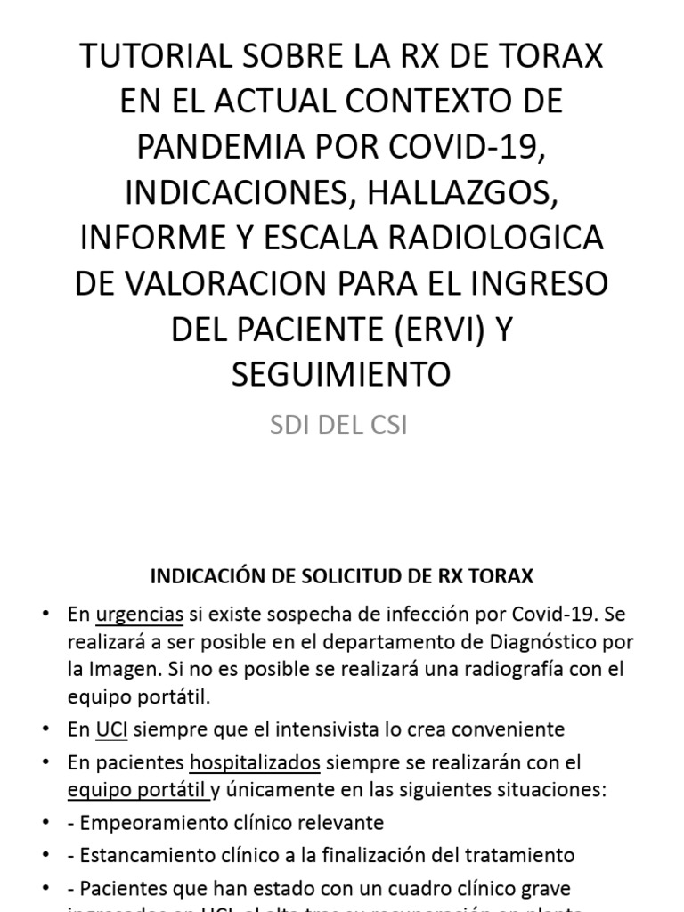TUTORIAL CSI RX TORAX COVID-19 | PDF | Neumonía | Pulmón