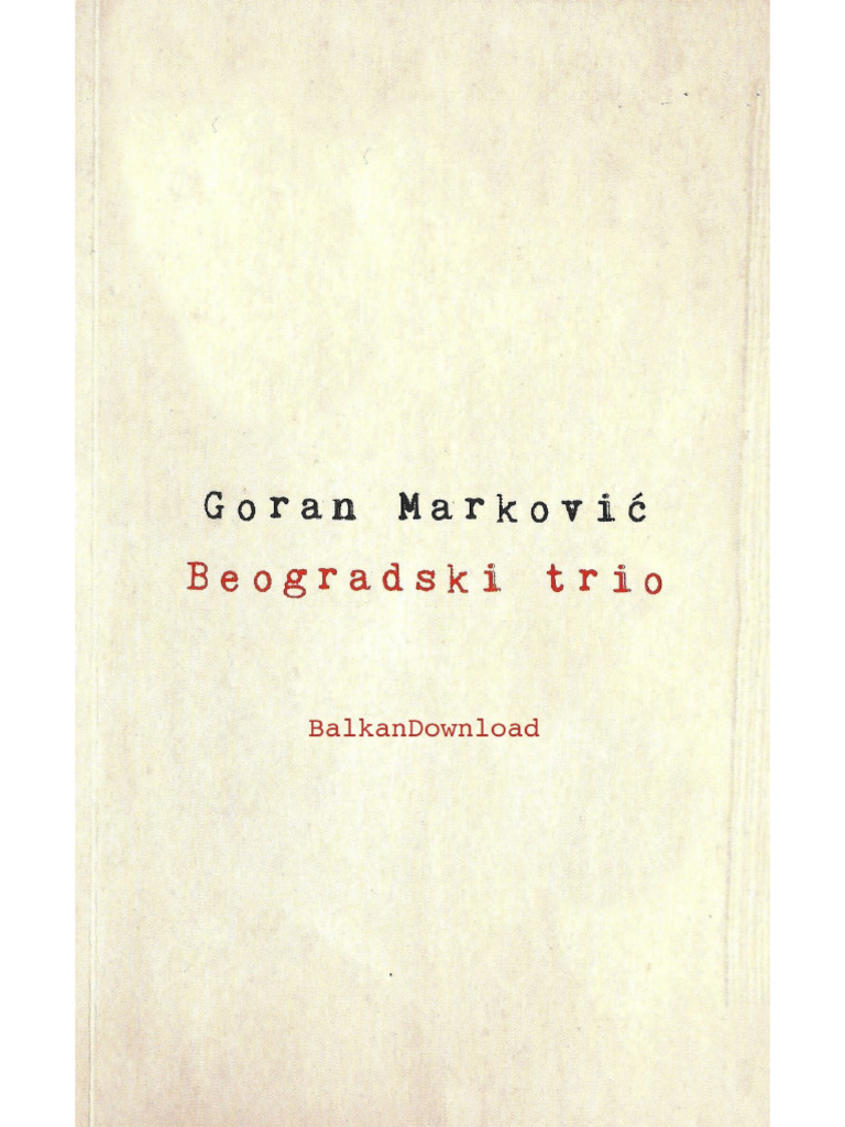 Goran Markovic - Beogradski Trio | PDF