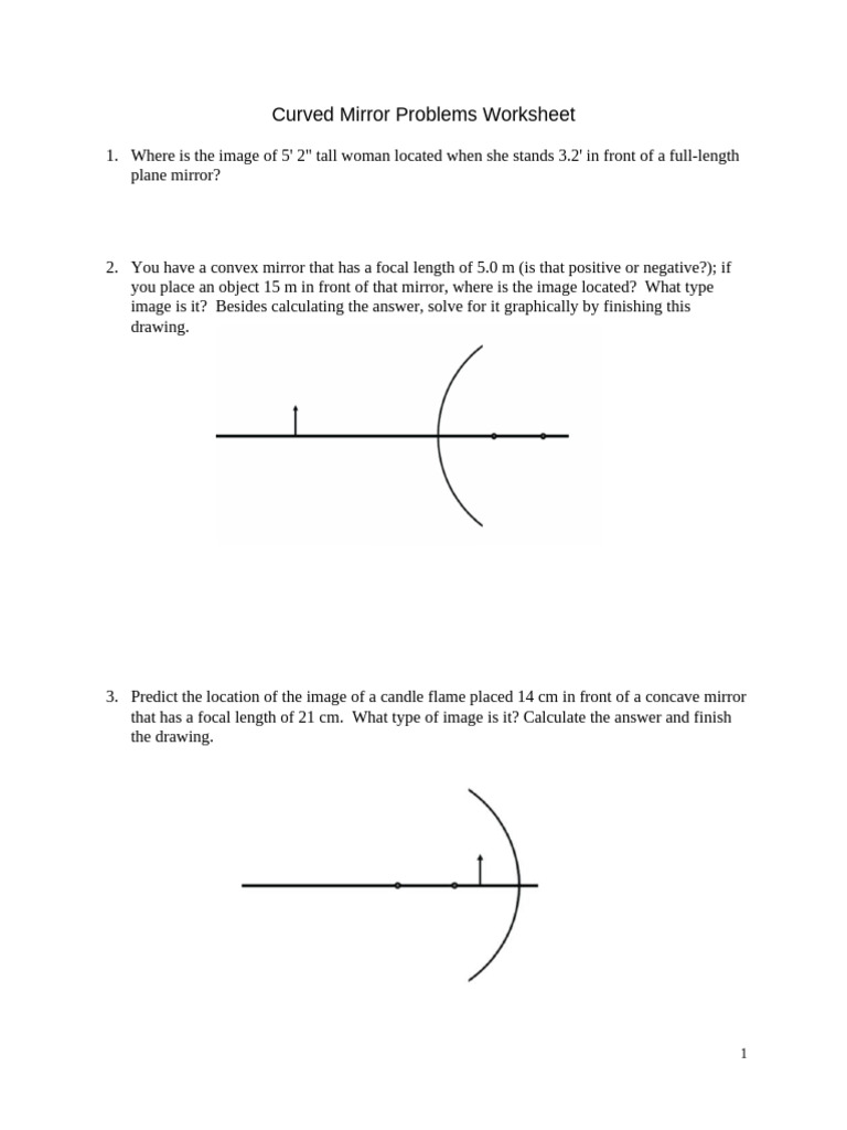 Mirror Problems Worksheet | PDF
