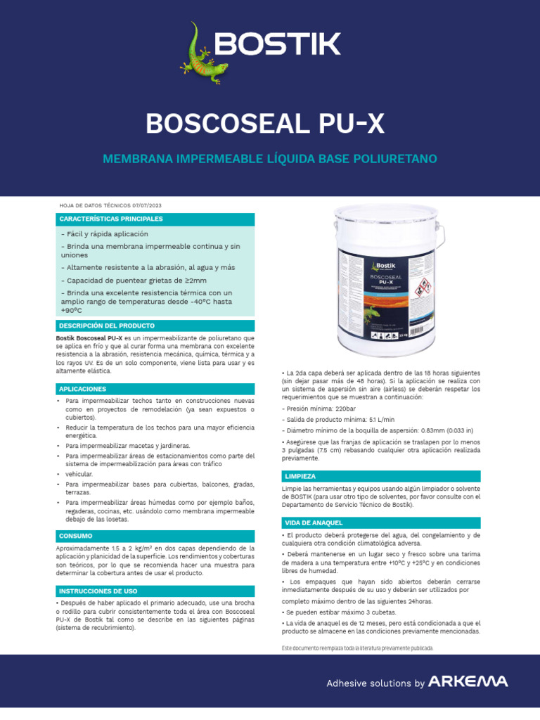 Boscoseal PU-X: Membrana Impermeable | PDF | Business | Hormigón
