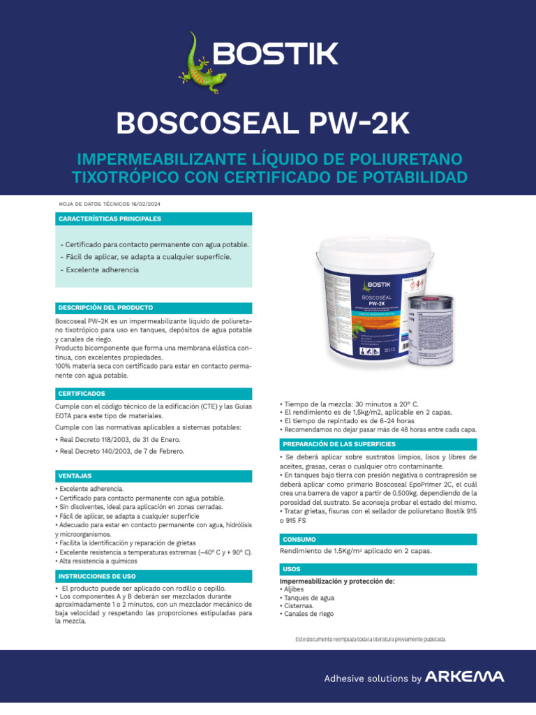 Impermeabilizante Boscoseal PW-2K 1C | PDF | Agua | Business