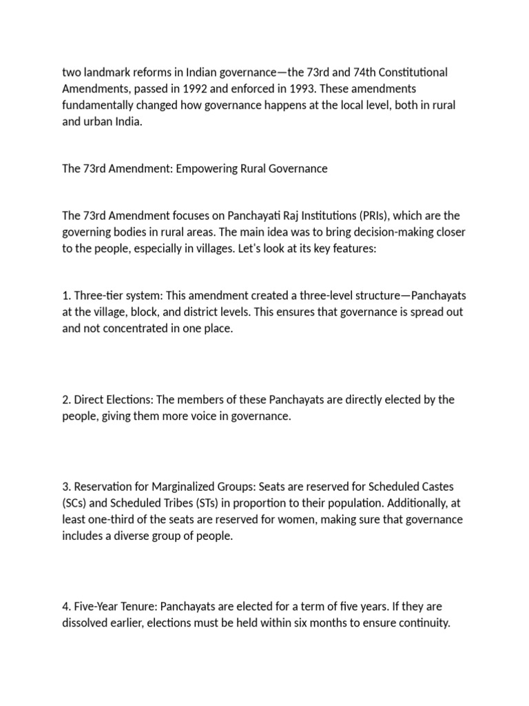 73RD AMENDMENT | PDF | Government | Governance