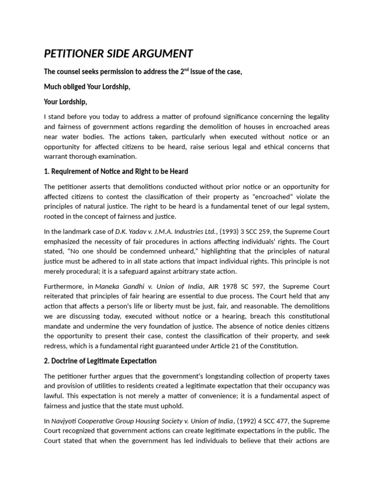 Petitioner Side Argument | PDF | Social Justice | Rights