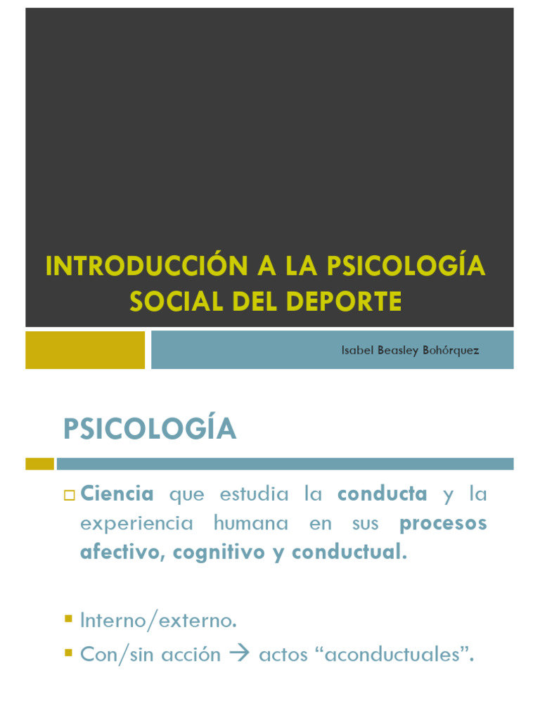 Introducción A La Psicología Social Del Deporte: Isabel Beasley ...