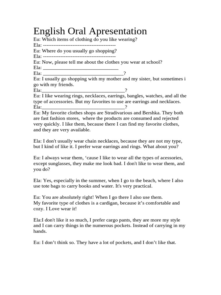 English Oral Presentation on Fashion | PDF
