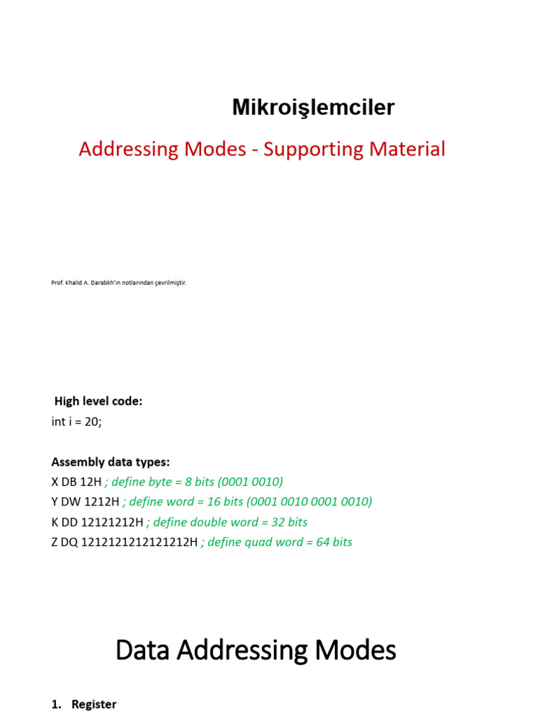 Week11 - Addressing Modes - Supporting Material | PDF