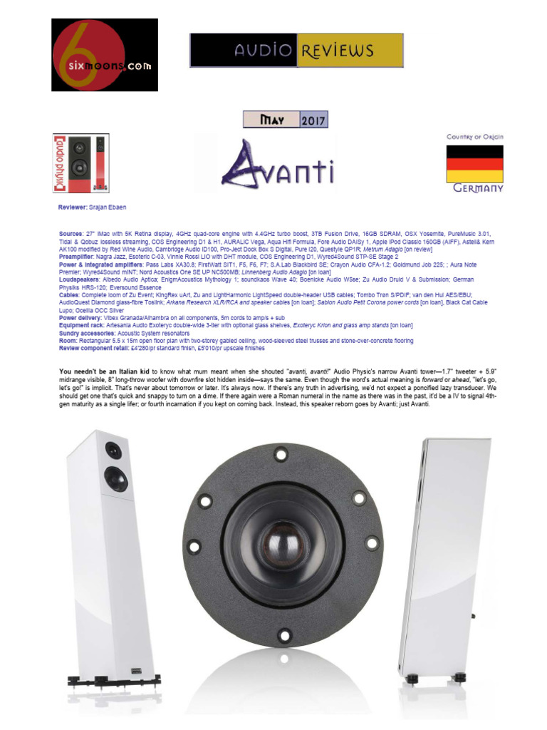 AVANTI_6Moons | PDF | Loudspeaker | Audio Engineering