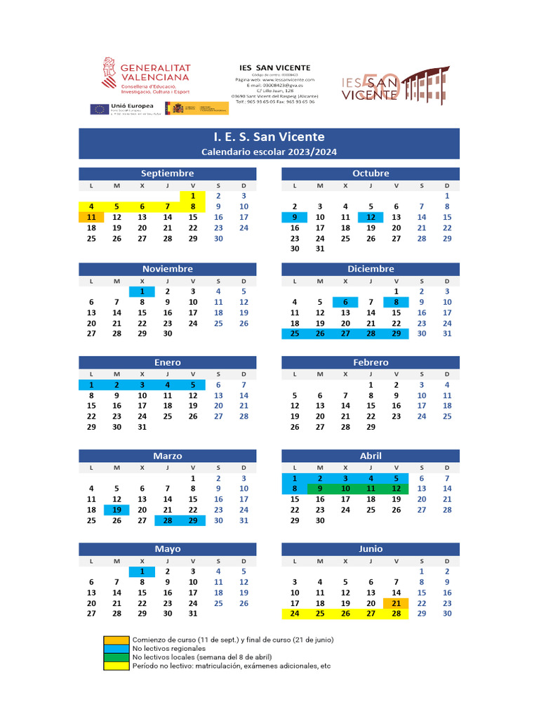 Calendario Escolar 2023 24 | PDF