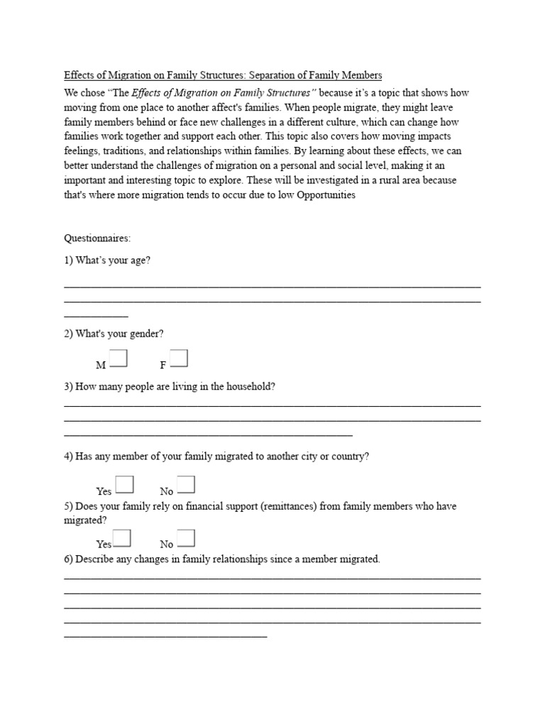 Effects of Migration On Family Structures - Separation of Family ...