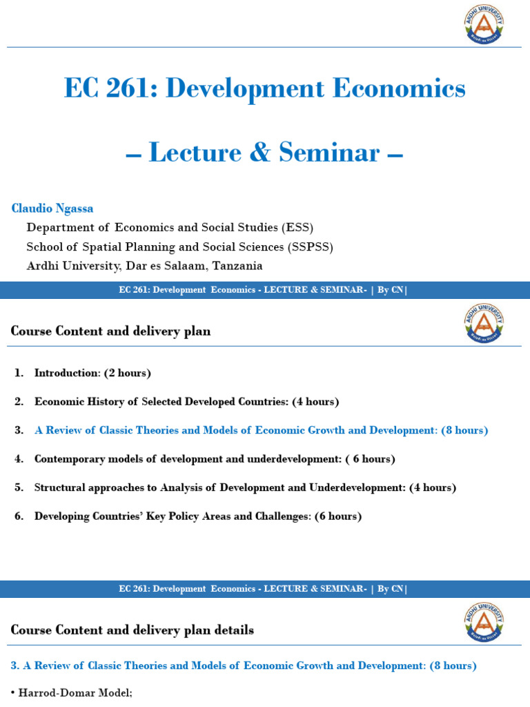 8 Lecture EC261 Development Economics | PDF | Economic Growth | Economics