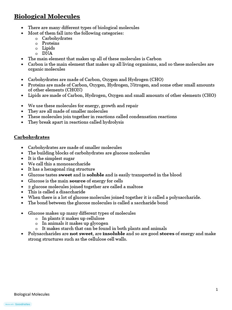 4 Biological Molecules | PDF | Carbohydrates | Glucose