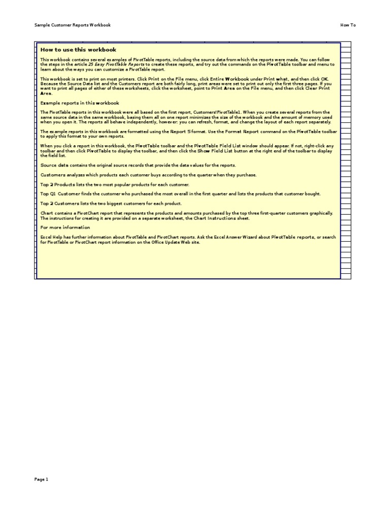 Sample Customer Reports Workbook | PDF | Cooking, Food & Wine | Home ...