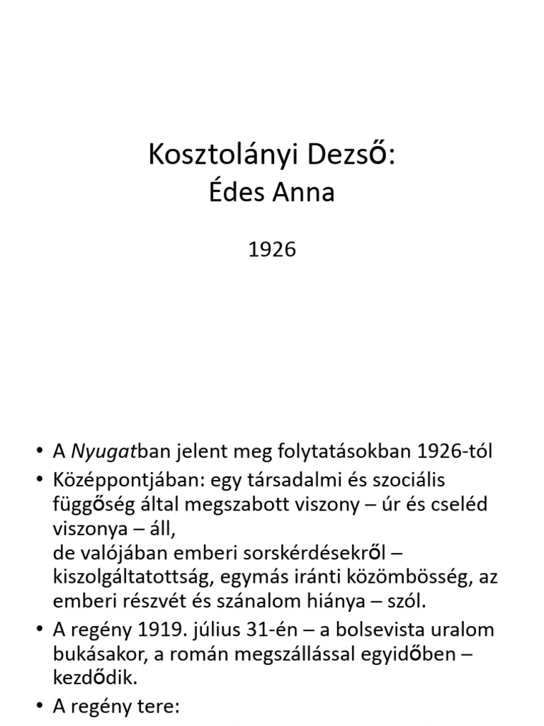 Kosztolányi Dezső - Édes Anna | PDF