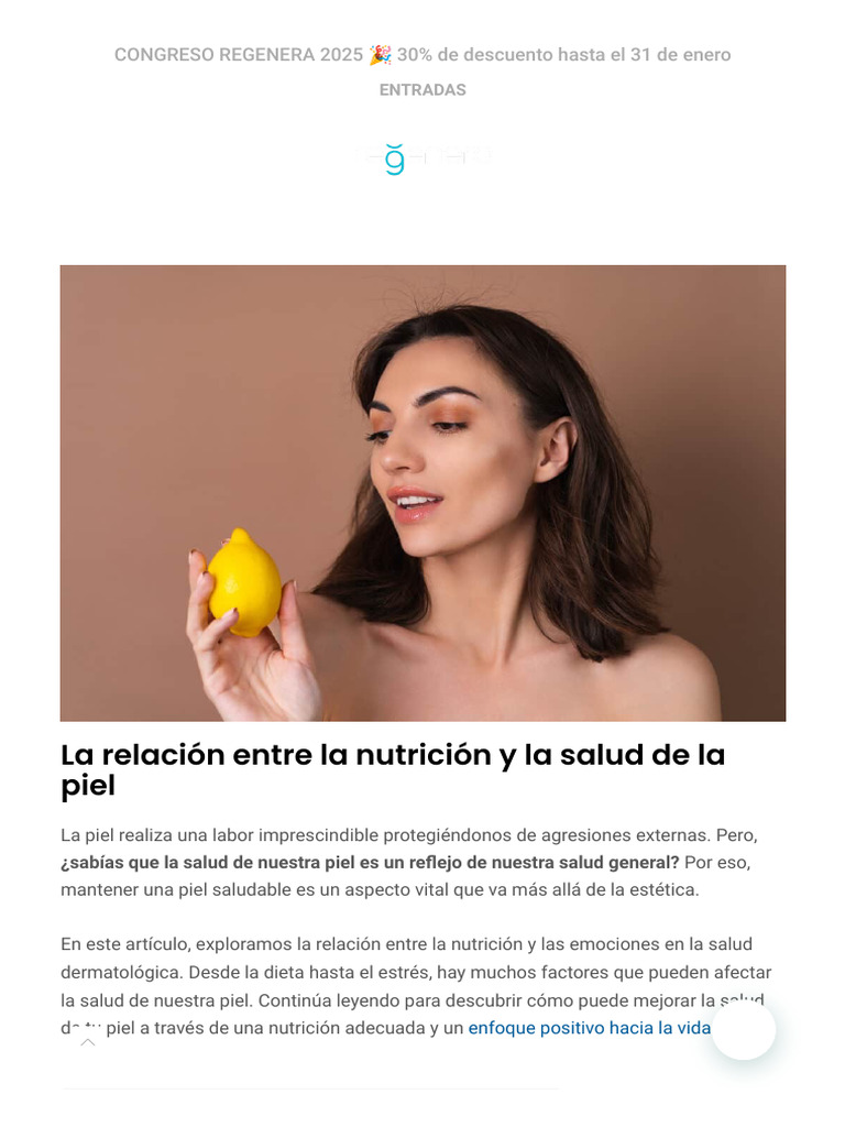 La Relación Entre La Nutrición y La Salud de La Piel - Regenera | PDF | Aceite de cocina | Alimentos