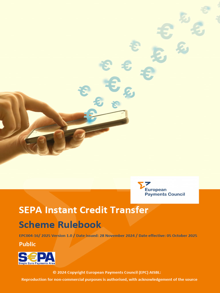 EPC SEPA Instant Credit Transfer Scheme Rulebook 1732807542 | PDF