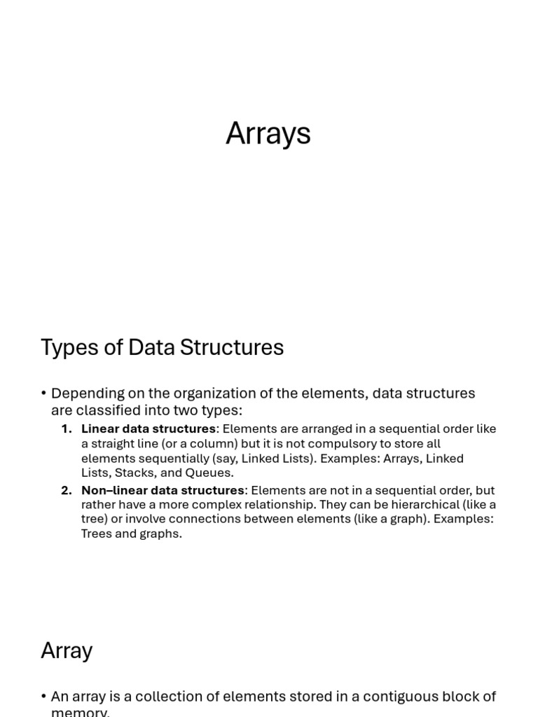 Lec 2 - Arrays | PDF | Computer Data | Computer Science