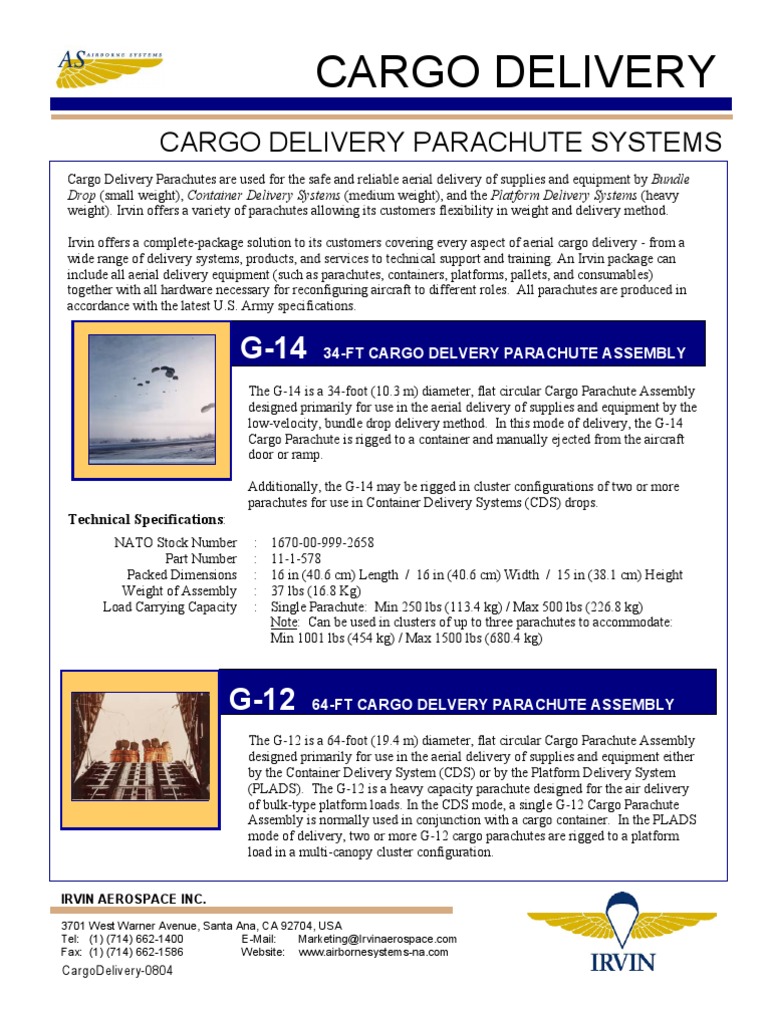 Cargo Delivery Systems Parachutes) | PDF | Parachute | Cargo