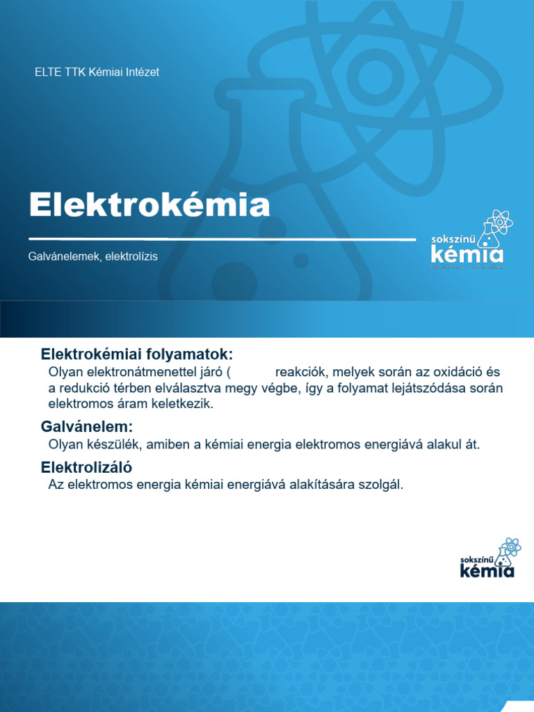 13 - Elektrokémia - ELTE - Varga Imre | PDF