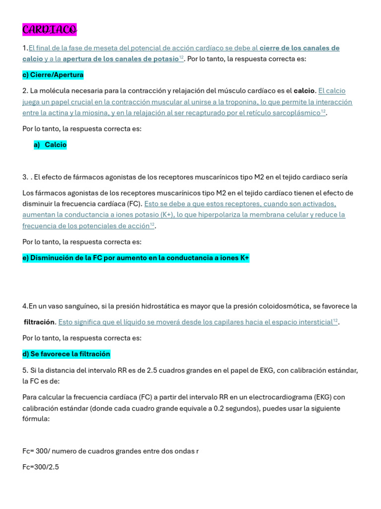 Cuestionario Fisio 2 | PDF | Corazón | Sistema respiratorio