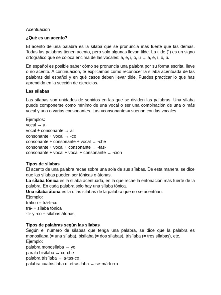 Reglas de Acentuación en Español | PDF | Sílaba | Sintaxis