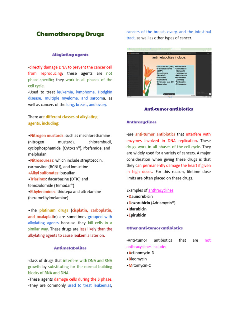 Medsurg Nursing - Chemotherapy Drugs | PDF | Chemotherapy | Immunotherapy