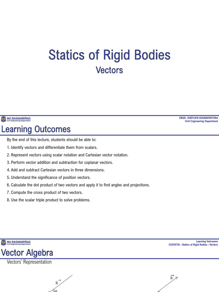 CESTAT30 02.01.vectors - Presentation | PDF | Euclidean Vector | Geometry