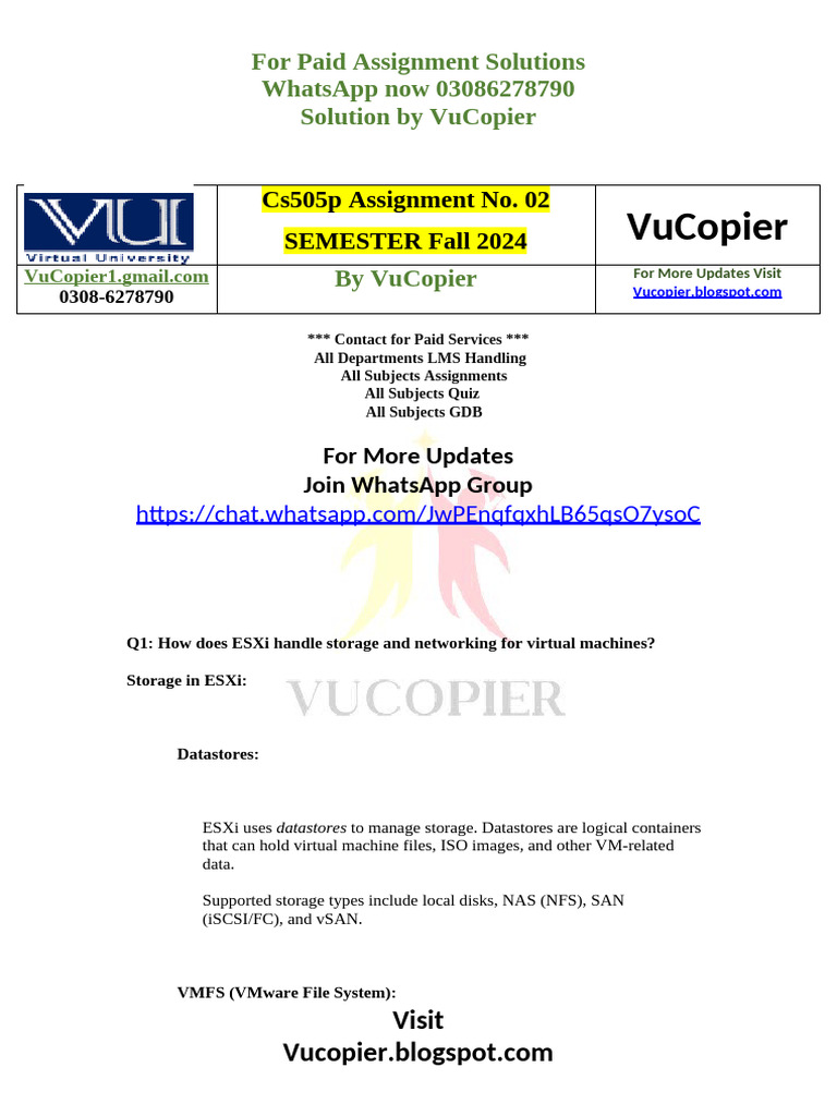 Cs505p Assignment No. 02 Solution by VuCopier | PDF | Virtual Machine | Computer Network