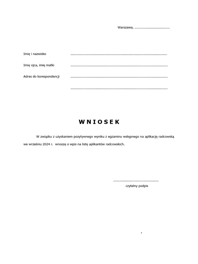 Wniosek o Wpis Na Liste Aplikantow 2 | PDF