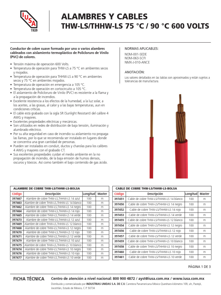 201002 Cable de Cobre Thw-ls Thhw-ls | PDF