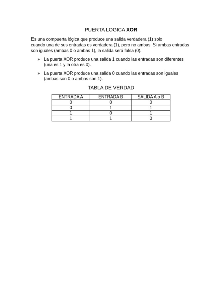 Puerta Logica Xor | PDF