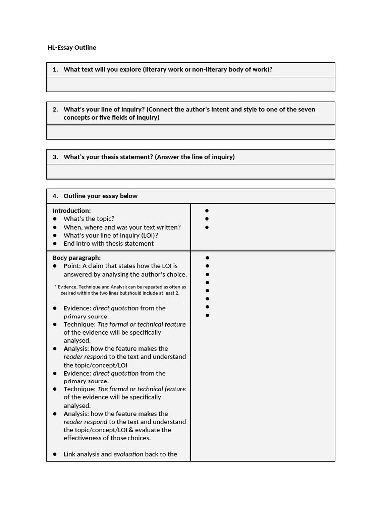 HL Essay Outline | PDF | Essays