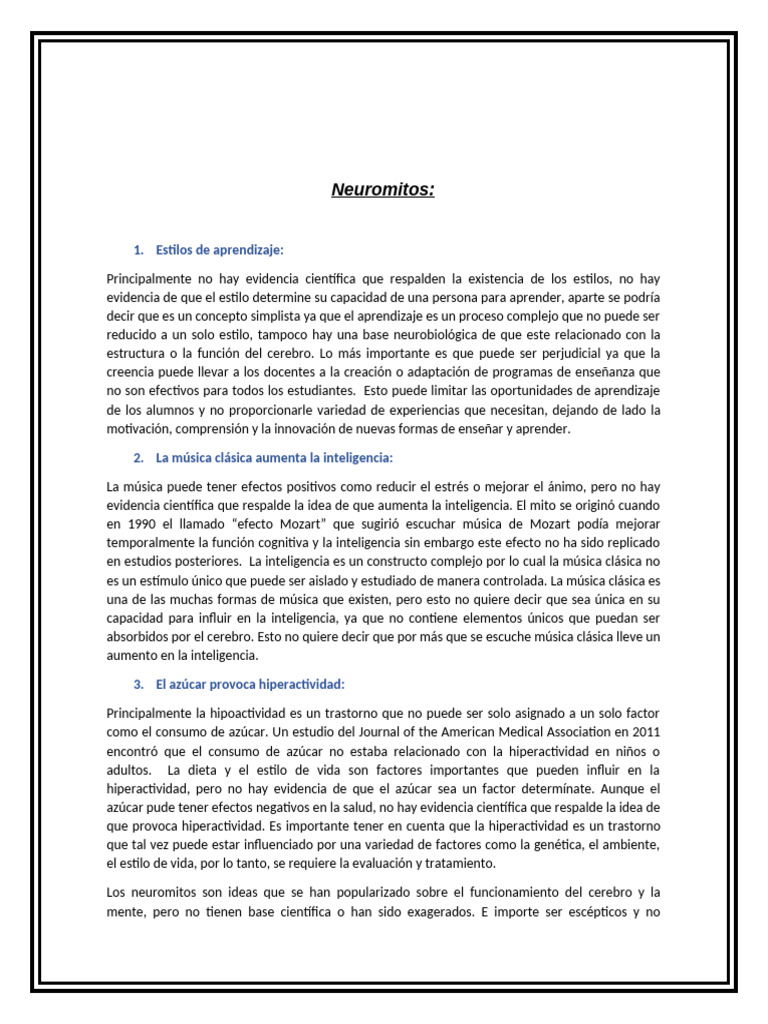 Neuromitos y la Nueva Escuela Mexicana | PDF | Aprendizaje | Enseñando