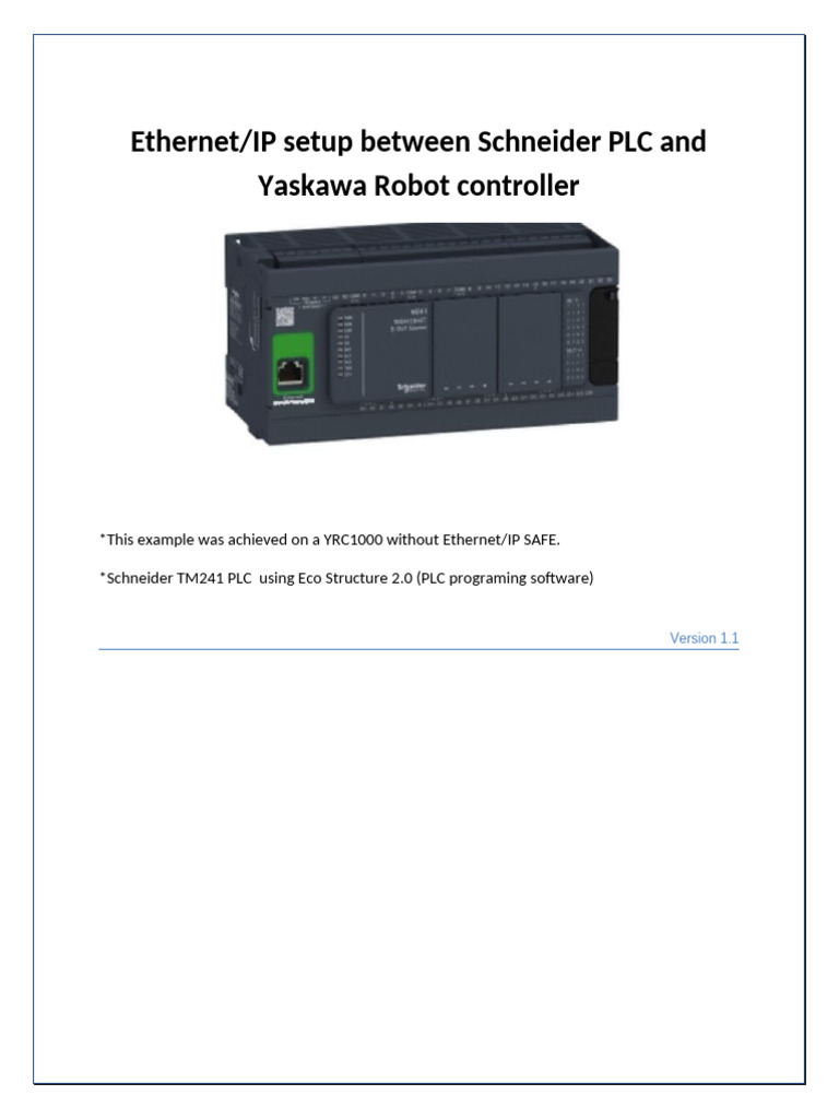 EtherNetIP Settings - Schneider To YRC1000 Setup | PDF