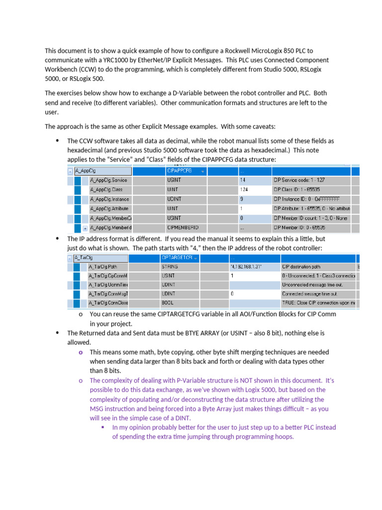 Explicit Messaging EtherNetIP Example Using Micrologix 850 | PDF | Programmable Logic Controller ...