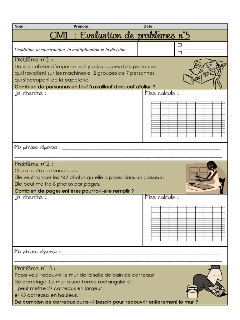 Problèmes mathématiques CM1 | PDF | Mathématiques | Arithmétique