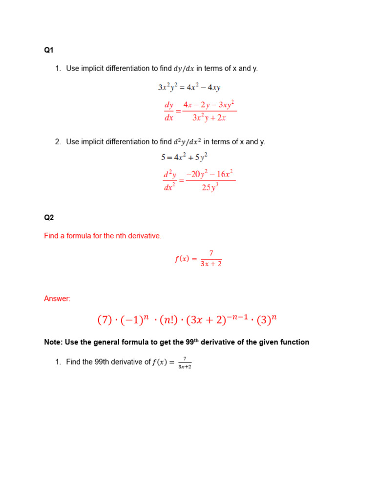 Calculus Problems: Derivatives & Optimization | PDF
