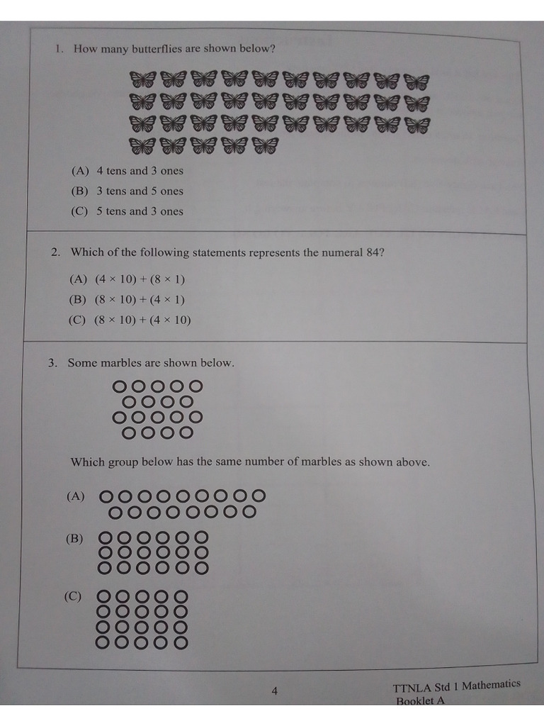 Math A STD 1 | PDF