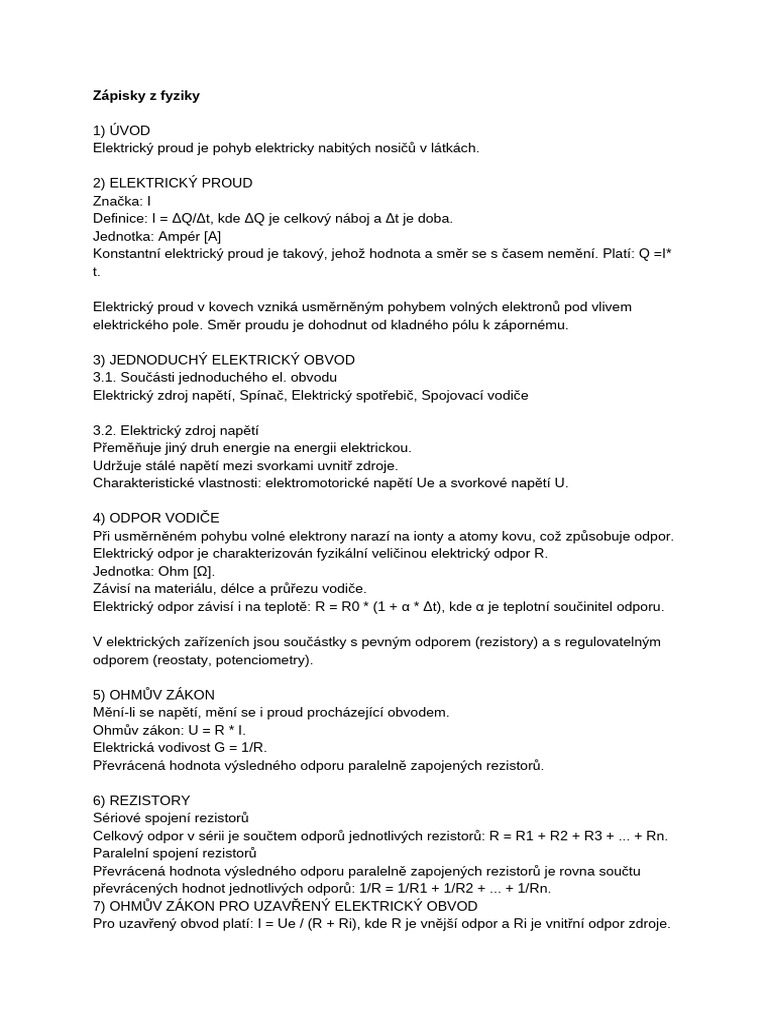 Zápisky Z Fyziky | PDF