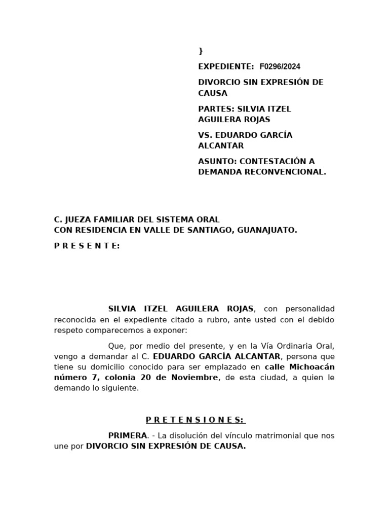 Divorcio Incausado Silvia Itzel Aguilera Rojas Ultima | PDF | Divorcio ...