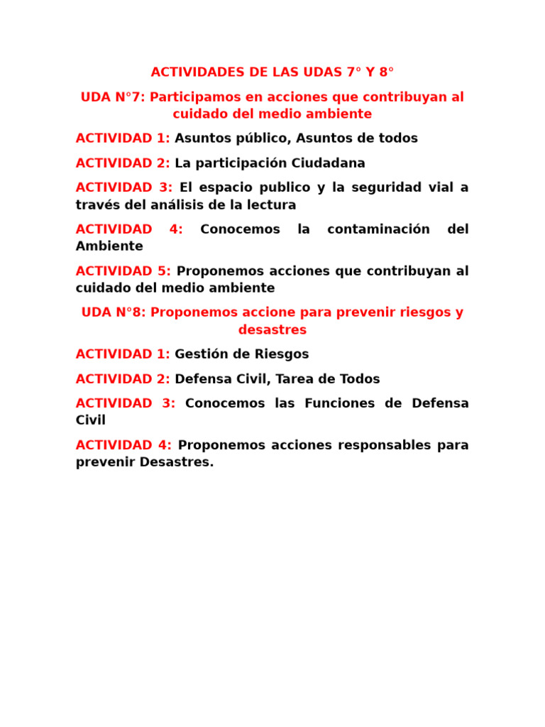 Actividades de Las Udas 7 | PDF