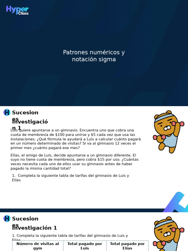 1.1 Patrones Numéricos y Notación Sigma | PDF | Secuencia | infinito