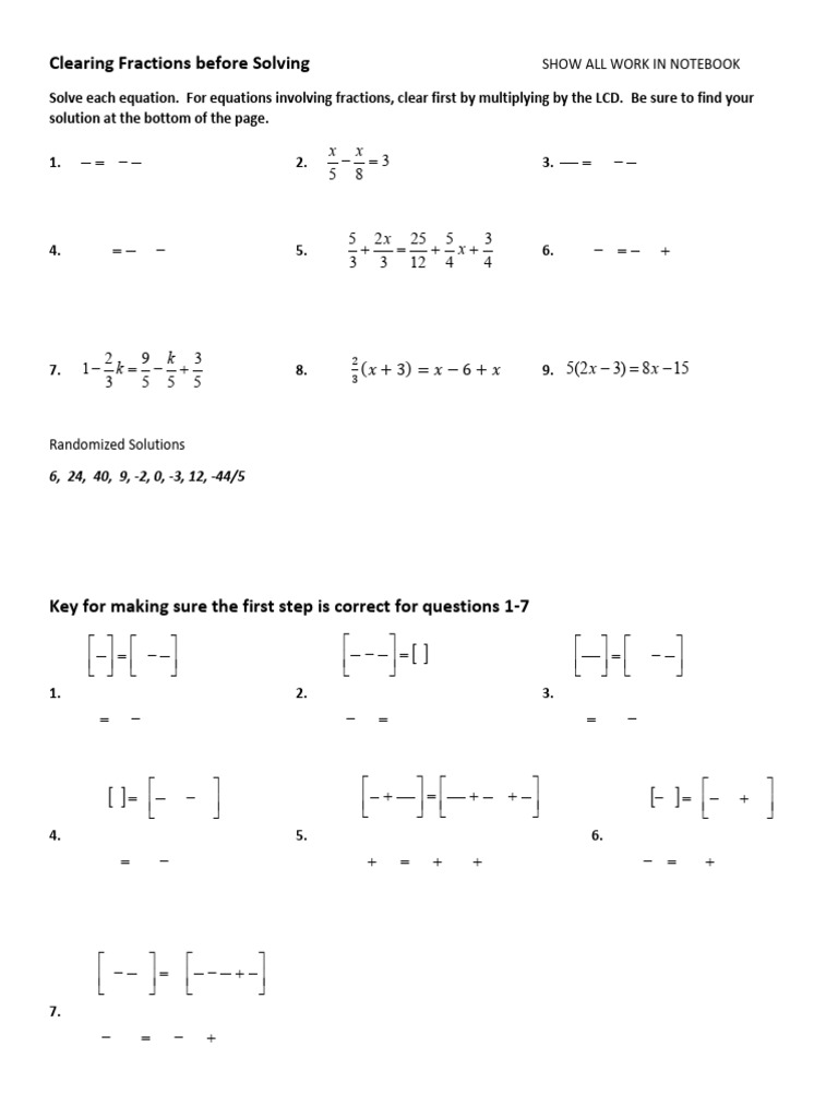 Clearing Fractions Before Solving | PDF | Mathematics | Applied Mathematics