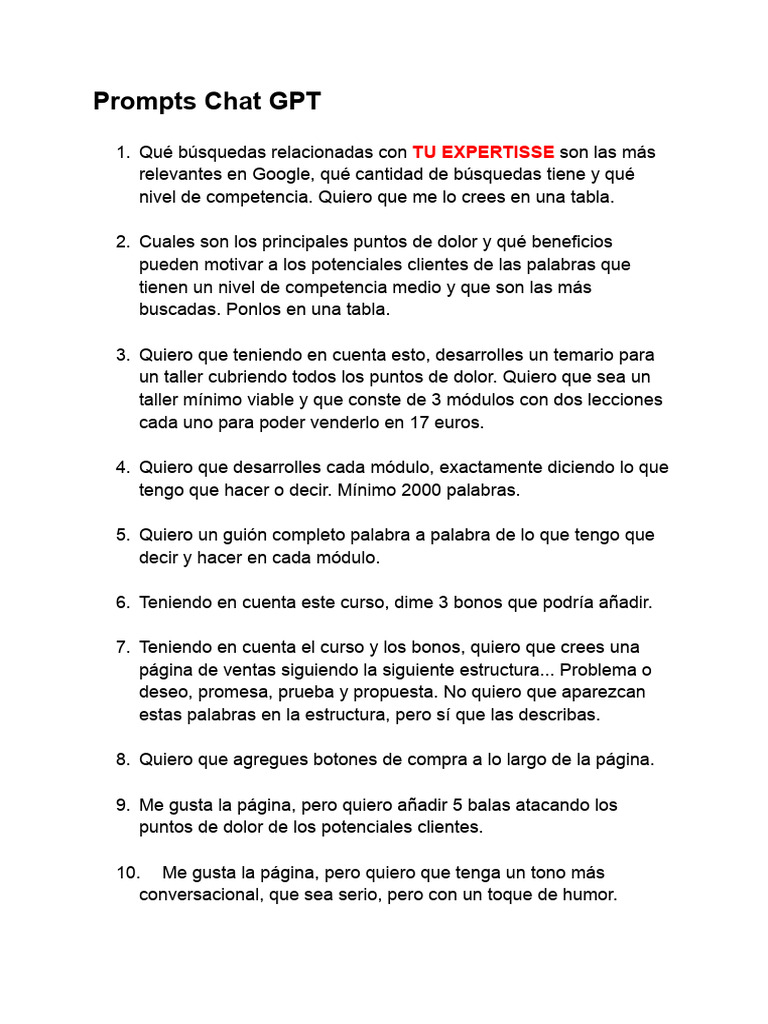 Prompts Chat GPT | PDF