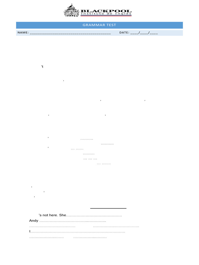 Grammar Test for 2nd Year Students | PDF