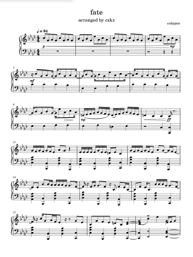 Enhyphen Fate Piano Sheet | PDF