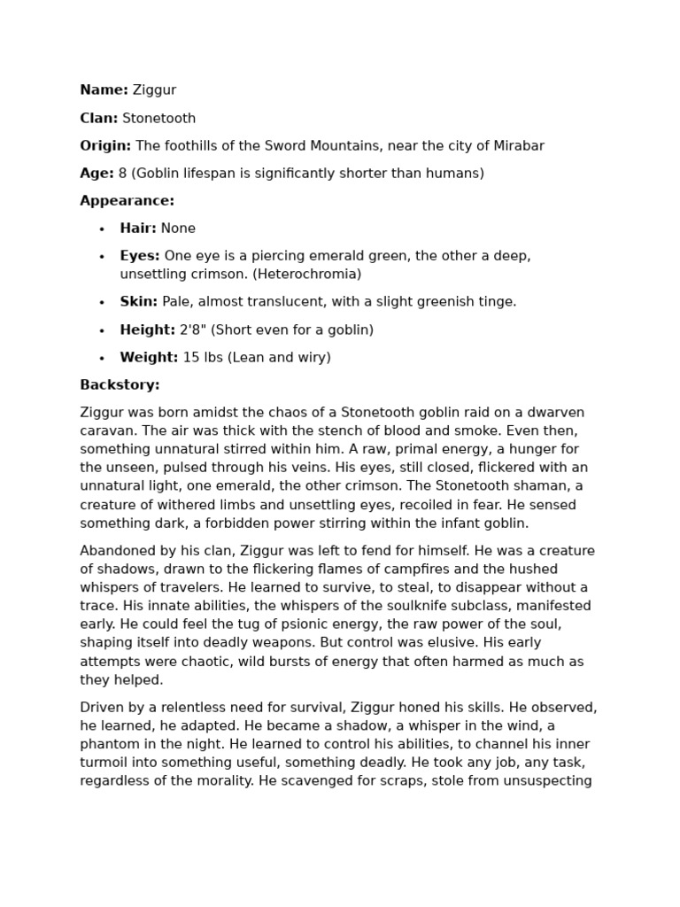Ziggur, Goblin Rogue | PDF