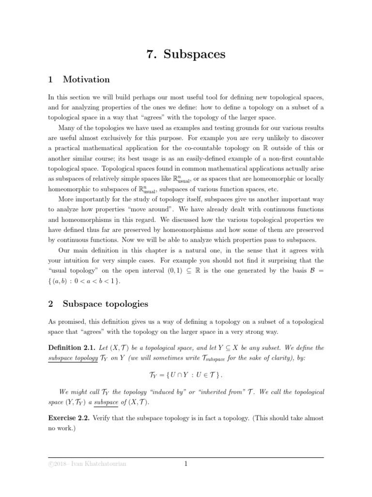 07 Subspaces | PDF | Topology | Continuous Function